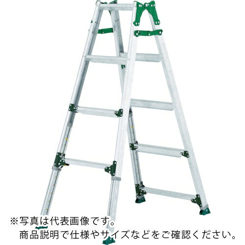 特長：最大段差736mmで使用可能です。各脚441mm伸縮可能です。簡単操作しやすい伸縮装置レバー（6mmピッチで伸縮）を装備しています。用途：階段や高段差で使用できるはしご兼用脚立仕様：最大使用質量(kg)：100天板高さ(m)：1.00...