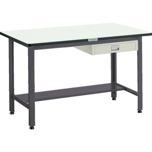 特長：主要部が溶接構造のため強度の優れた作業台です。ダップ樹脂天板を使用し、暖かみのある外観を持ち、耐油性・耐薬品性に優れています。また表面は滑らかで硬く、そりや割れ難くなっています。脚部はダークグレー色です。アジャスターとの交換により簡単...