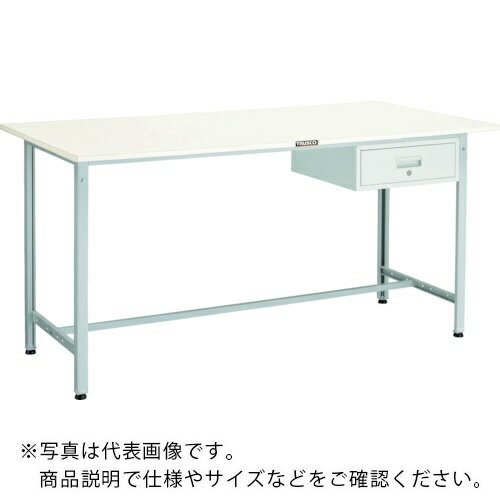 特長：スチール天板を使用し、汚れがひと拭きで取れ、割れや傷への耐久性に優れています。引出付で簡単に収納できます。仕様：天板材質：スチール間口(mm)：1500奥行(mm)：750高さ(mm)：900脚部カラー：ホワイト(W)アジャスターねじ...
