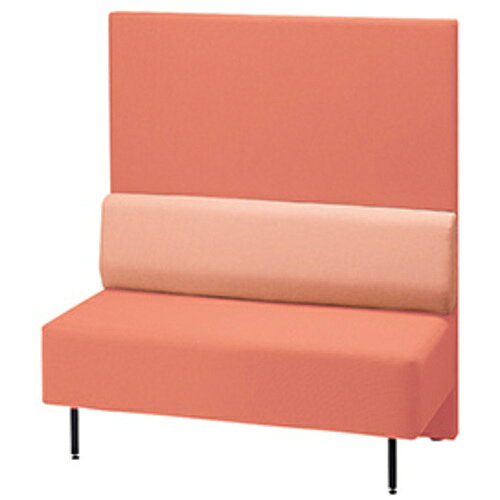 特長：囲まれたミーティングスペースを手軽に作れるソファーです。仕様：張地：布張り背面色：コーラル・シェルピンク座面色：コーラル脚色：ブラック色：座・パネル：コーラル／背：シェルピンク幅(mm)：1200奥行(mm)：650座面高さ(mm)：...