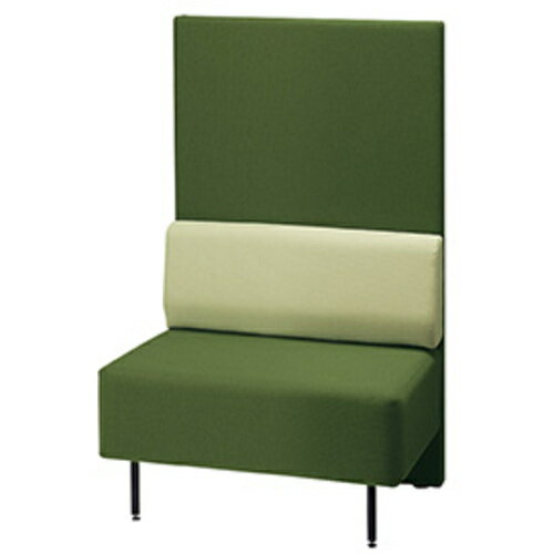 特長：囲まれたミーティングスペースを手軽に作れるソファーです。仕様：張地：布張り背面色：ダークグリーン・ピスタチオ座面色：ダークグリーン脚色：ブラック色：座・パネル：ダークグリーン／背：ピスタチオ幅(mm)：900奥行(mm)：650座面高...