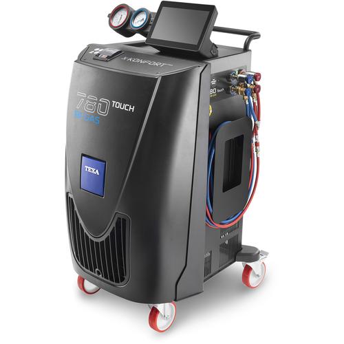 特長：10インチの大型液晶タッチパネルモニターを搭載しています。無線LAN通信機能付き。社内のプリンターへ接続、データ出力が可能です。用途：R134a及びR1234yf搭載車兼用仕様：回収方式：圧縮方式　液化電源(V)：100気体回収能力(...