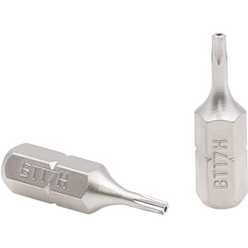 特長：差込角6.35mmのT型トルクス［［R下］］ビット(いじり防止タイプ)です。仕様：全長(mm)：25セット内容：BT-T7H×3個先端規格：T7材質／仕上：構造用鋼　●代表画像について 商品によっては、代表画像を使用している場合がござ...