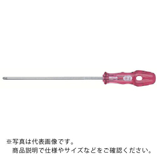 特長：手のひら形状を追求したエルゴノミックハンドル。軸には早回しに便利なローレット加工付用途：ねじ締め作業仕様：刃先：［［＋］］2軸長(mm)：200全長(mm)：304全身焼入材質／仕上：軸：クロームバナジューム鋼グリップ：樹脂　●代表画...