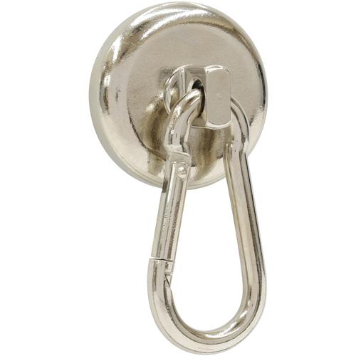特長：ネオジム磁石を採用しており、鉄製の壁面や棚などにしっかり固定できます。小型ながら高い吸着力を発揮するため、省スペースで活用可能です。フック部分がカラビナになっているため、工具やカギ、バッグなどを簡単に取り付け・取り外しできます。フック...