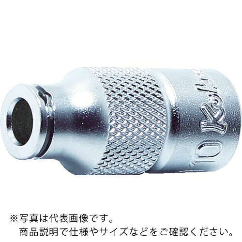 特長：差込角3/8インチ(9.5mm)のタップホルダーです。タップをワンタッチで装着でき、汎用のソケットレンチのハンドルでも駆動可能です。JIS B4430メートルネジ用ハンドタップ対応 用途：タップ立て用。仕様：適合タップ寸法：M3全長(...