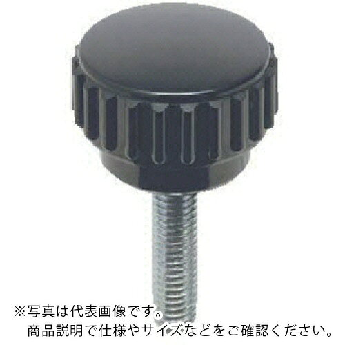 特長：外周ローレットが操作性を向上させます。仕様：外径(mm)：31ノブ高さ(mm)：18ねじ寸法：M8×1.25ねじ長さ(mm)：40おねじタイプ材質／仕上：ノブ：フェノール樹脂 ブラックオネジ：SUM22L 亜鉛メッキ　●代表画像につい...