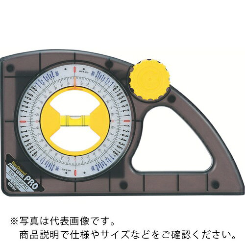 特長：見やすい大型目盛板付。土木・建築両方の工事に使えます。測定に便利な取手付です。大型ダイヤルで角度設定が簡単に出来ます。測定面がV溝付でパイプ等が測定出来ます。測定面がアルミ製で丈夫です。磁石付で鉄骨工事に便利です。用途：土木工事・建築...
