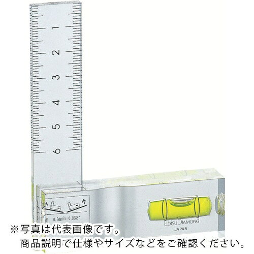 特長：直角スコヤとして使えます。透明なので透かして測定出来ます。コンパクトで携帯に便利です。用途：水平・垂直の測定に。仕様：長さ(mm)：100高さ(mm)：75厚さ(mm)：15マグネット：なし気泡管色：グリーン精度：±2.50mm/m=...