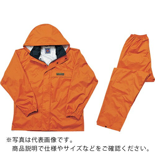 特長：上着/パンツ/フード共にメッシュ付きで、汗によるベトツキ感を緩和します。縫い目にはシームテープを貼り付け、高い防水性を実現しています。用途：雨天時の野外作業に。仕様：色：オレンジサイズ：S身長(cm)：150〜160胸囲(cm)：78...