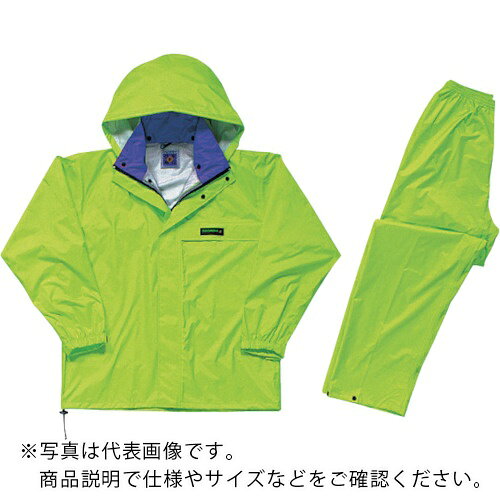 特長：上着/パンツ/フード共にメッシュ付きで、汗によるベトツキ感を緩和します。縫い目にはシームテープを貼り付け、高い防水性を実現しています。用途：雨天時の野外作業に。仕様：色：Fグリーンサイズ：M身長(cm)：160〜170胸囲(cm)：8...