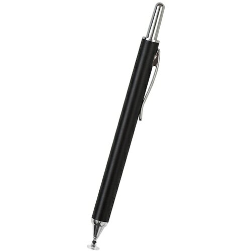 特長：透明なディスク型ペン先を瞬時に使えるノック式タッチペンです。仕様：色：BK高さ(mm)：153長さ本体サイズ(mm)：L136直径本体サイズ(mm)：Φ9.5適合機種：iPhone、iPad、スマートフォン、タブレット各種対応タッチパ...