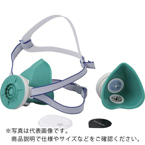 特長：面体内面シングル式です。用途：溶接作業、研磨作業、一般粉塵作業に。仕様：粒子捕集効率(%)：95以上吸気抵抗(Pa)：80以下国家検定 RS2 合格品材質／仕上：面体：エラストマーフィルターケース：PP樹脂フィルター：PPしめひも：織...