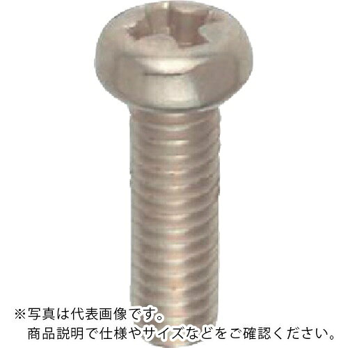 特長：十字穴付きのなべ頭小ねじです。頭部が出ても差し支えない所に使われます。材質は鋼で耐食性向上のため、ニッケルめっき(白っぽい色合い)がしてあります。生地に比べ耐食性があります。用途：ボルトに比べ小さな部材の一般的な締結に。仕様：寸法(m...