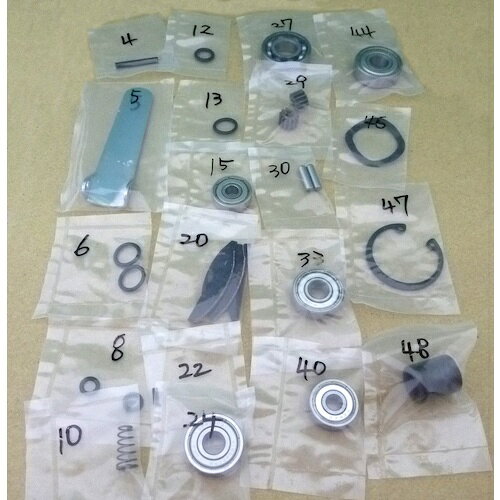 特長：各種整備用途にお使いいただけます。仕様：セット内容：パーツNO.4・5・6・8・10・12・13・15・20・22・24・27・29・30・33・40・44・46・47・48運送便 修理等で、よく使用するパーツ一式です。 JTC564...
