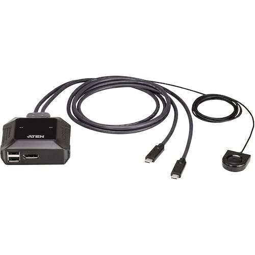 特長：2台のUSB-Cモバイルデバイスを切替えて使用可能です。仕様：ポート数：2KVMポートインターフェース：CPU1：USB Type-C オス×1、CPU2：USB Type-C オス×1コンソールポートインターフェース：Display...