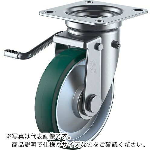 特長：標準的な大型キャスターで重量物の運搬に数多く使用されています。左側ストッパーです。用途：台車、ワゴンに最適です。仕様：許容荷重(daN)：180許容荷重(kgf)：183.6車輪径D(mm)：100車輪幅(mm)：32取付高H(mm)...