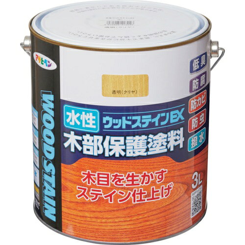 特長：水性で塗りやすく、低臭タイプの木部専用塗料です。木目を生かした美しいステイン仕上げができ、日光や雨に強く耐候性が優れています。防腐・防カビ・防虫効果があり、長期間木部を美しく保ちます。撥水剤の配合により長期間撥水性を維持し、木部を保護...