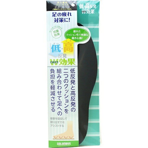 特長：低反発と高反発の2つのクッションが足の負担を効果的に軽減します。低反発クッションが足をやさしく包み込んでフィットします。高反発クッションが蹴り出す力をアシストして、軽やかな歩行をサポートします。4層構造(1層：足を吸収する抗菌加工パイ...