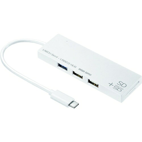 特長：Type CのコンボハブにSDスロットとmicroSDスロットのついたカードリーダー付きハブです。USB3.1×1ポート、USB2.0×2ポートのコンボハブにSDカードスロットとmicroSDカードスロットが付いた便利なハブです。Ty...