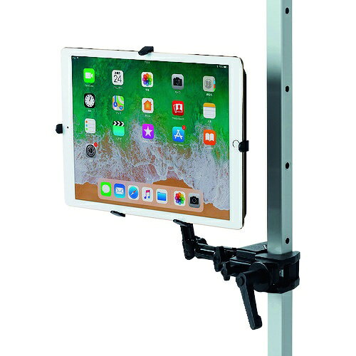 特長：iPad・タブレットを任意の位置で設定できるクランプ式アームです。丸や角パイプに取付けも可能です。9.7〜13インチのiPad、タブレットを支柱等に設置できるクランプ式アームです。任意の位置で設定できるフレキシブルアームです。各関節を...