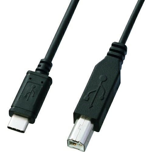 特長：USBタイプCとUSB2.0BコネクタのUSB2.0ケーブル1mブラックUSB認証取得品です。両面させるUSBType-C（タイプC）コネクタ採用コネクタの表・裏を気にせず使えるUSBタイプCコネクタを採用しています。USBIF(US...