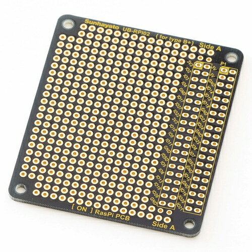 特長：学習用小型コンピュータ基板「Raspberry Pi（ラズベリーパイ）」に接続出来る、拡張コネクタ40ピン対応サイズのユニバーサル基板です。コネクタの各ピンの信号をシルク印刷で表記しています。はんだ付けがしやすい大きいランドを採用して...