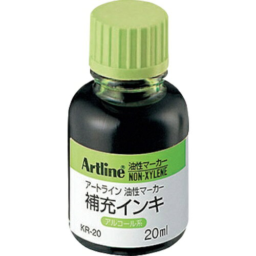 特長：油性マーカーアートライン専用補充インキです。鮮やかな色がよみがえります。仕様：インク色：黄緑容量(ml)：20内容量(ml)：20サイズ(mm)：φ34.5×61.3注意：ペン芯ホルダーを外して補充してください。引火性ですから火気にご...