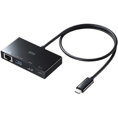 特長：Type-C1本でHDMI・LANなどが接続できるマルチ変換アダプタです。面ファスナー付きで机などに固定することができ、ケーブルの反発で本体が浮くのを防止します。Type-Cコネクタ搭載で、Type-Cポートを搭載したパソコンなどで使...