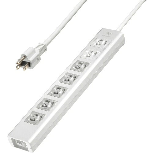 特長：集中スイッチで5個口をオン/オフすることができます。2個口は常時通電口（差込口が白色）となっており、常に通電している機器の接続に便利です。差込口は、3P抜け止めシャッター仕様の7個口タップです。スチールデスクなどに仮固定できるマグネッ...