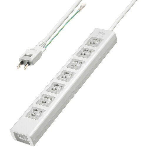 特長：集中スイッチで7個口を一括でオン/オフすることができます。差込口は、3P抜け止めシャッター仕様の7個口タップです。プラグはトラッキング火災予防に有効な絶縁キャップ付き2Pスイングプラグを採用しています。スチールデスクなどに仮固定できる...