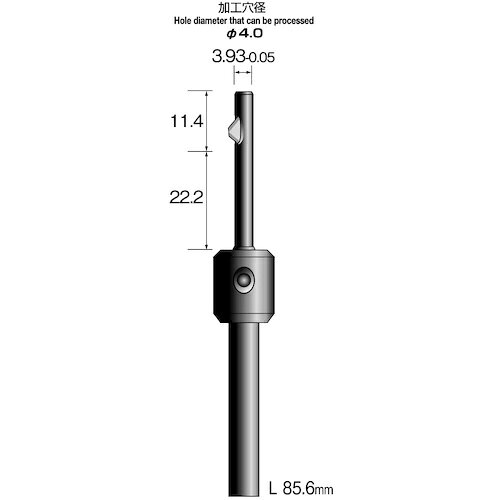 特長：穴の表面、裏面の面取りが一行程で行える工具です。　常に一定の面取りが行え作業者を選びません。仕様：全長(mm)：85.6シャンク径(mm)：6.35最高使用回転数(rpm)：5000幅(mm)：11.4軸径(mm)：6.35加工穴径(...