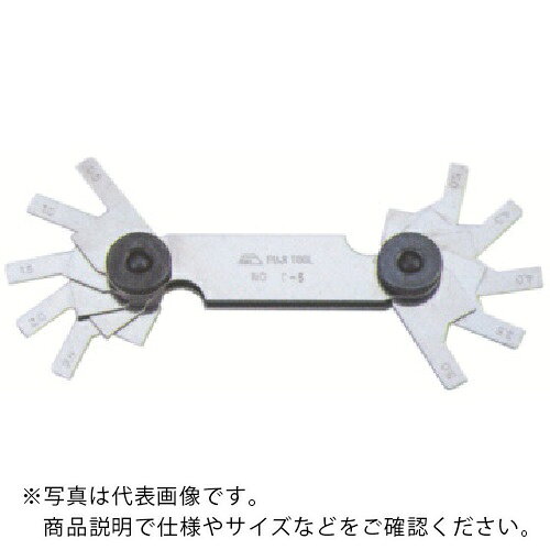 特長：ワークのC面を測定するゲージです。用途：測定に。仕様：測定範囲(mm)：0.5〜5.0(0.5とび)枚数(枚)：10C0.5〜5.0(0.5トビ)枚数：10枚0.6×14×32材質：ステンレス製C面測定ゲージ用ステンレス製材質／仕上：...