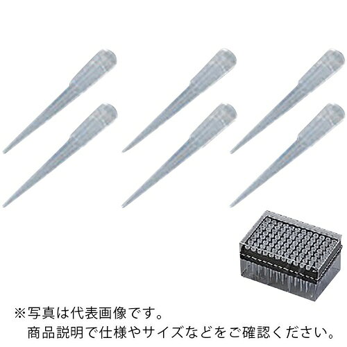 特長：深いチューブや細いチューブへのピペッティングに適します。仕様：色：ナチュラル容量(μL)：0.2〜20入数：1ケース(96本/ボックス×10ボックス入)適用ピペット：エッペンドルフ・ピペットマン・バイオヒット・ベンチメイト外形：エッペ...