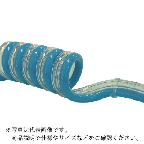 特長：稼動部に使用出来ます。タッチチューブを溶着してスパイラル状にしています。色分けする事が出来ます。用途：各種エア配管に。稼動部に。仕様：色：透明、青使用範囲(m)：1.375コイル径(mm)：38外径(mm)：6内径(mm)：4コイル部...