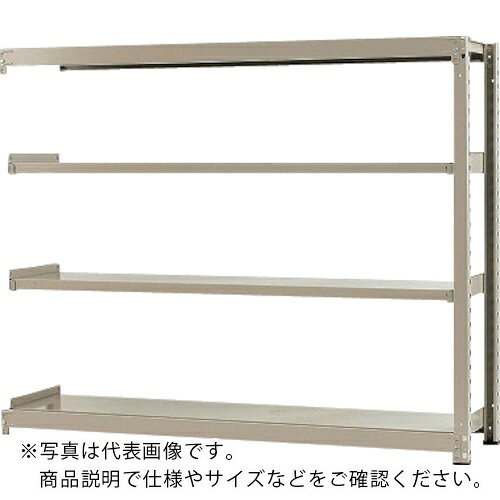特長：ボルトレスで組立が簡単しかも1段／耐荷重が500kgで連結での増設可能なラックです。仕様：間口(mm)：1800奥行(mm)：450高さ(mm)：1500色：ニューアイボリ—棚段数(段)：4均等積載量(kg/段)：500最大積載量(k...