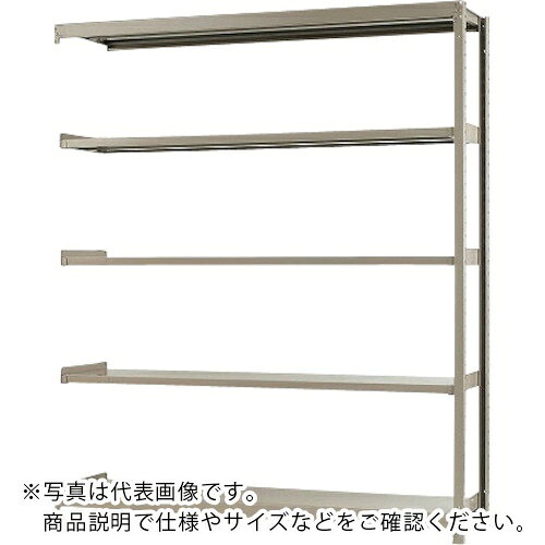 特長：ボルトレスで組立が簡単しかも1段／耐荷重が200kgで連結での増設可能なラックです。仕様：間口(mm)：1800奥行(mm)：600高さ(mm)：2100色：アイボリー棚段数(段)：5均等積載量(kg/段)：200最大積載量(kg/台...
