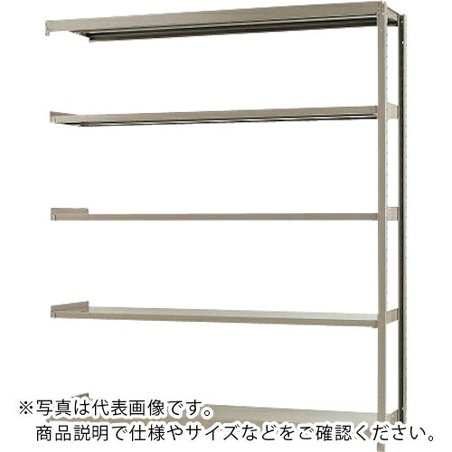 特長：ボルトレスで組立が簡単しかも1段／耐荷重が150kgで連結での増設可能なラックです。仕様：間口(mm)：1800奥行(mm)：600高さ(mm)：2100色：アイボリー棚段数(段)：5均等積載量(kg/段)：150最大積載量(kg/台...