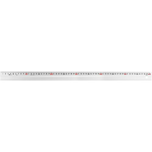 特長：大きな目盛数字表示を採用しました。軽くて錆びず丈夫です。用途：長さの測定・カッティング定規・溝引きに。仕様：全長(mm)：610幅(mm)：35厚さ(mm)：5呼び寸法(mm)：600上段(ピッチ)：1mm目盛：cm目盛長さの許容差：...