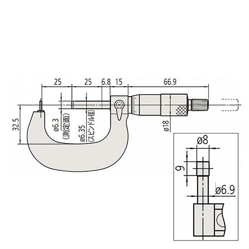 仕様：測定範囲(mm)：0〜25最小表示量(mm)：0.01スピンドル測定面：超硬合金チップ付定圧装置：ありセット内容／付属品：収納ケース　●メーカー取寄商品について 本商品はメーカーからの取寄商品となります。 納期は、メーカー確認後、メー...