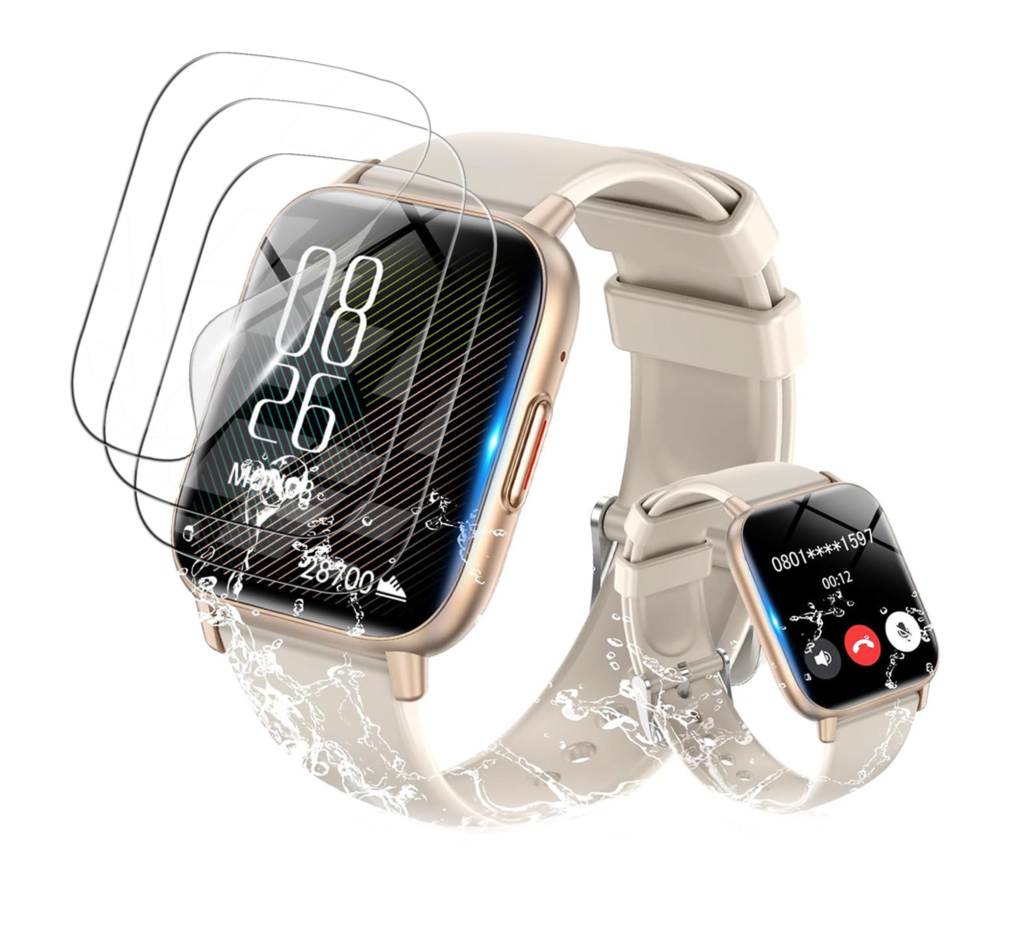 【対応機種】対応 ‎Onefun【2024新設計】 スマートウォッチ 1.85インチ 保護フィルム。ご購入の際は、機種にご注意ください。 【自動修復】：新しいナノスローバック弾融合技術を採用し、24時間以内に細かい傷を修復し、時計の画面を効...