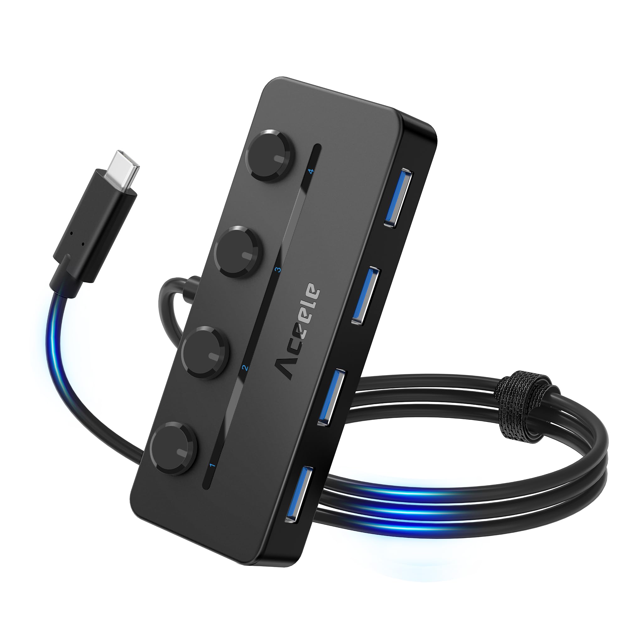 「USB ハブ 5ポート」一つのusb3.0ポートを4つのusb3.0ポートを拡張でき、ポート不足の悩みを解消します。キーボード、マウス、メモリ、プリンター、スマートフォンなどに接続でき、全ポート利用しても問題なく動作しています。また付添U...