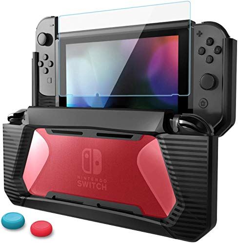 ・1.【対応機種】：任天堂スイッチに対応する保護カバー、Joy-Conにも着脱可能です。Switchの親指キャップ及び液晶画面保護ガラスフィルムが付きなので、Switchに全面保護を実現出来ます。ご注意：SwitchとJoy-Con本体は含...