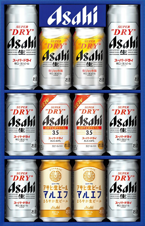 ●アサヒスーパードライ350ml×4、アサヒスーパードライ500ml・アサヒスーパードライ生ジョッキ缶340ml・ドライクリスタル350ml・アサヒ生ビール350ml×各2■SD：「飲んだ瞬間の飲みごたえ、瞬時に感じるキレのよさ。」が特長の...
