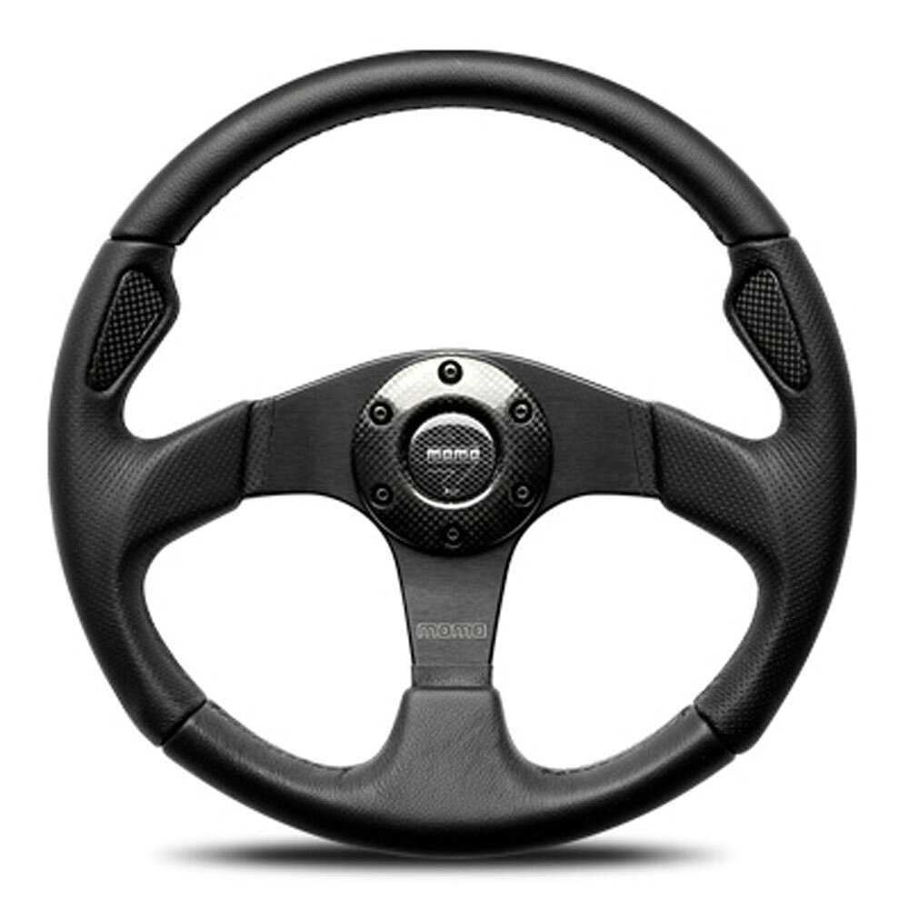 商品名：ULTRA SERIES MOMO STEERING WHEEL JET 350mm モモ ステアリング・ホイール ジェットサイズ（外径）：346mmサイズ（Dish / グリップ）：グリップ仕様：ブラックレザー（一部エアーレザー）...