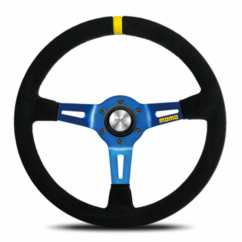 商品名：ULTRA SERIES MOMO STEERING WHEEL MOD.08 SUEDE/BLUE SPOKE モモ ステアリング・ホイール モデル08 スエード/ブルースポークサイズ（外径）：350mmサイズ（Dish / グリ...