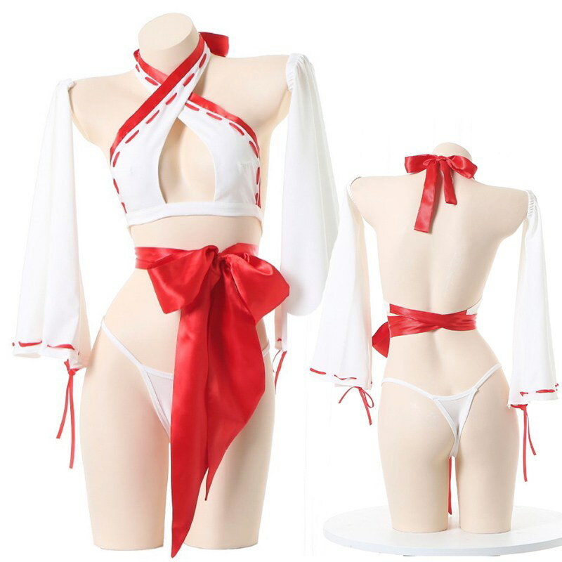即日出荷商品名は衣類で、中身がわからない梱包でお届け！ セクシー巫女コスプレは、伝統的な和装の美しさと現代的なセクシーさを融合させた魅力的な衣装です。赤と白の色合いが特徴的で、視覚的に引き立つデザインとなっています。ブラトップを含む上下セッ...
