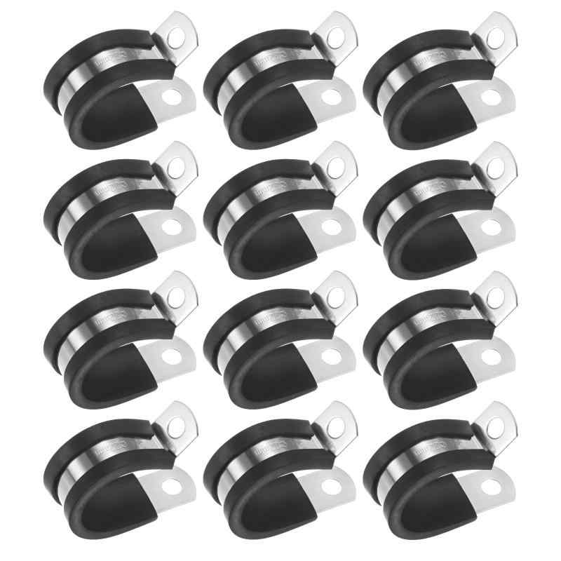 12パックのケーブルクランプ 7/8インチ/ 22 mm 304ステンレススチールラバークッション絶縁ケーブルクランプR形状金属ホルダー チューブ/ワイヤー/パイプ/ループ取り付け[多目的使用] - これらのワイヤクランプは自動車、船舶、産...