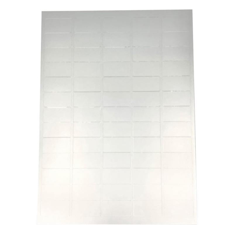 屋外用ラベル シルバーフィルム 65面 38.1×21.2mm/3-8970-05面付:65面ラベルサイズ（mm）:38.1×21.2入数:1冊（6シート入）シートサイズ:A4（210×297mm）材質:シルバーPETフィルム厚み:0.23...