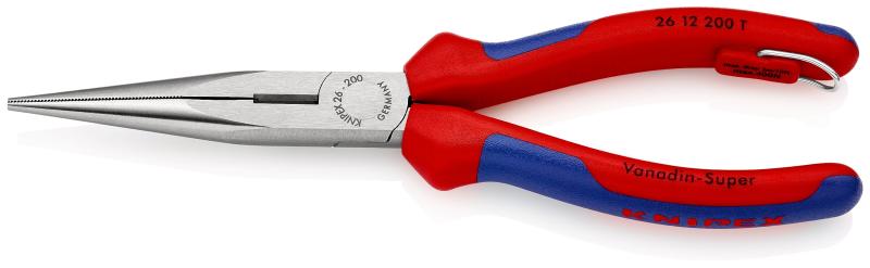 クニペックス KNIPEX 2612-200TBK 先長ラジオペンチ 落下防止(BK)●ヘッド:研磨●ハンドル仕様:コンフォート●半丸口●斜めの刃(切断面は傘状)●横すじ入りのつかみ面●切断能力(中硬線;φmm):3.2●切断能力(硬線;φ...